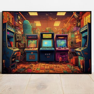 Pixel Playground: Retro Arcade Digital Wallpaper Download - Etsy