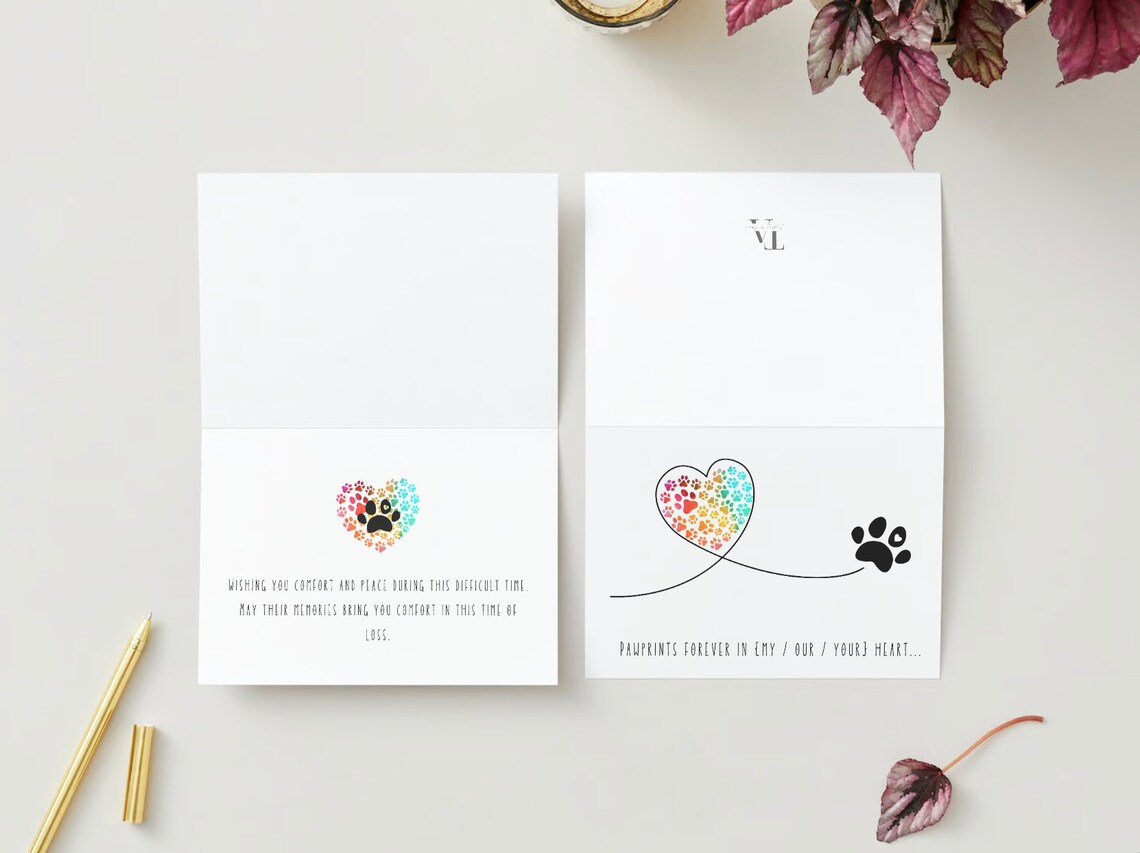 Pet Loss Sympathy Card | Pet Sympathy Card | With Sympathy | Paw Prints ...