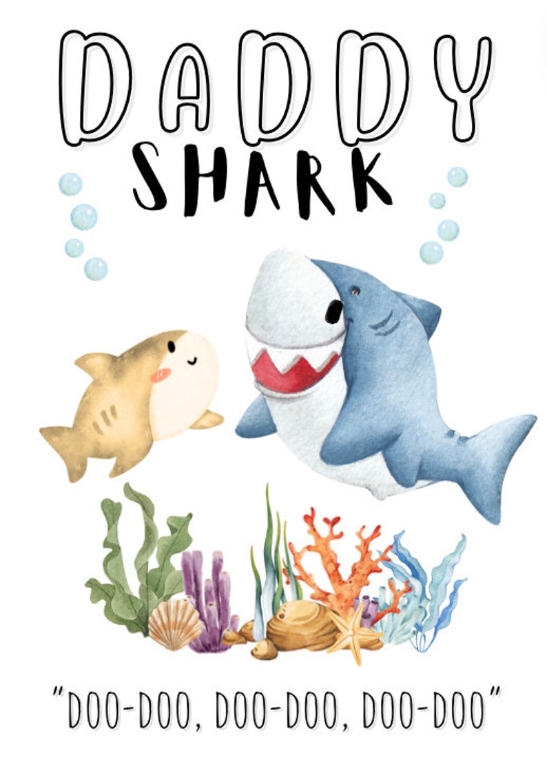 Daddy Shark Father's Day Card Baby Shark Card for Dad Doo Doo Doo Happy ...