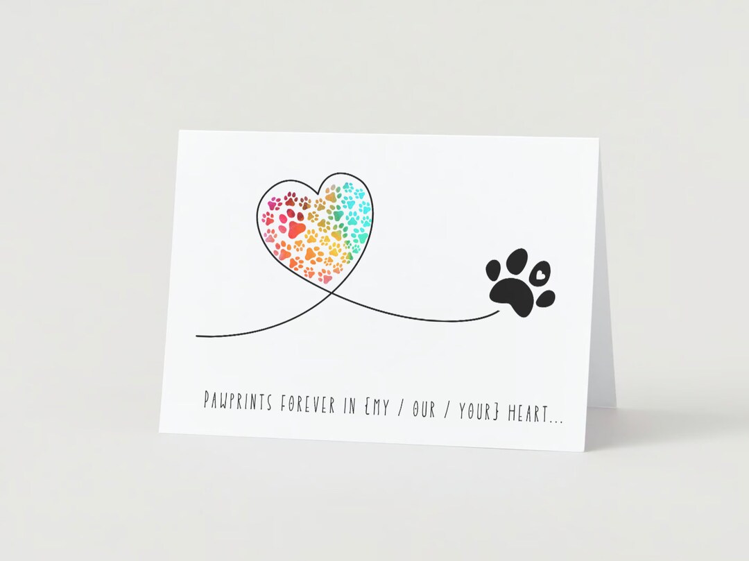 Pet Loss Sympathy Card | Pet Sympathy Card | With Sympathy | Paw Prints ...
