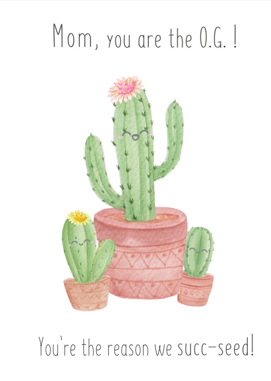 Cactus and Baby Cacti Mother's Day Card for Mom Card for Mom Happy ...