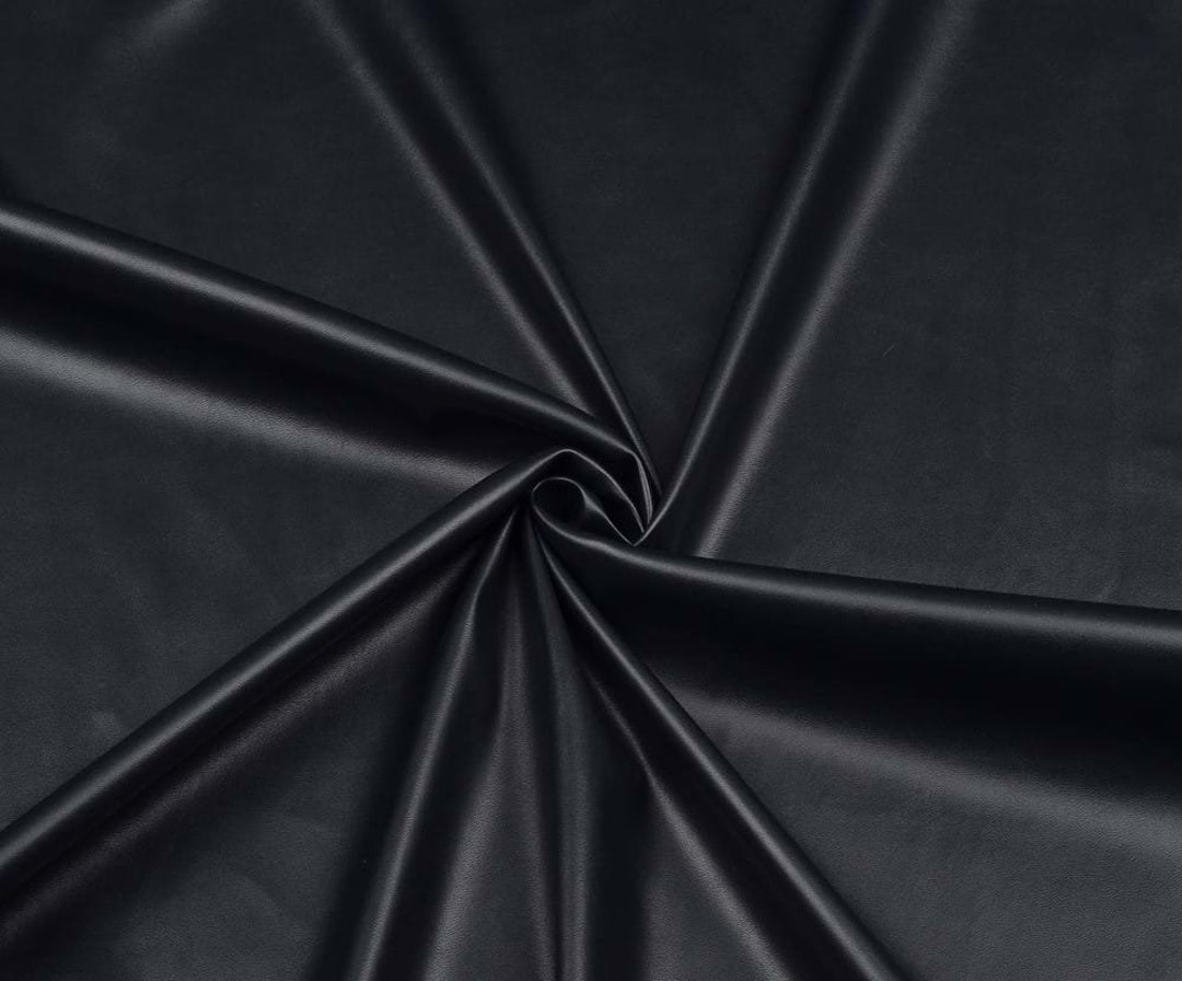 Navy Blue Pleather Faux Leather Stretch Polyester Apparel Craft Fabric ...