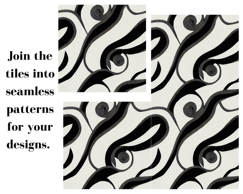 Black and White Seamless Patterns - Digital Paper Pack - 5 Pngs - 300 ...