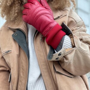 Grandoe Big Red Natural Real Genuine Leather Natural Woman Gloves ...