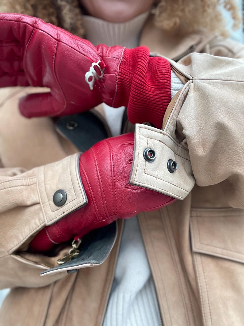 Grandoe Big Red Natural Real Genuine Leather Natural Woman Gloves ...