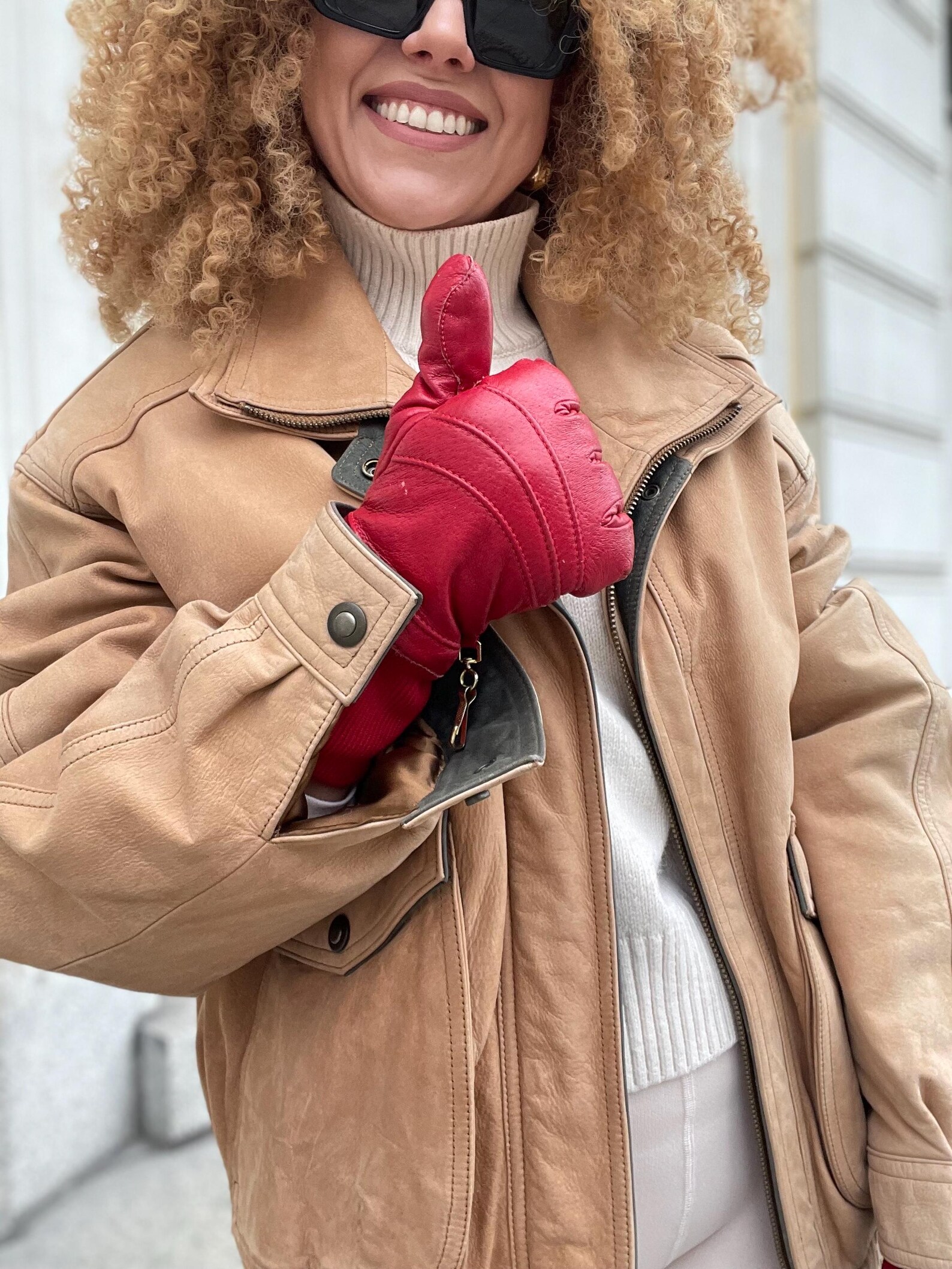 Grandoe Big Red Natural Real Genuine Leather Natural Woman Gloves ...