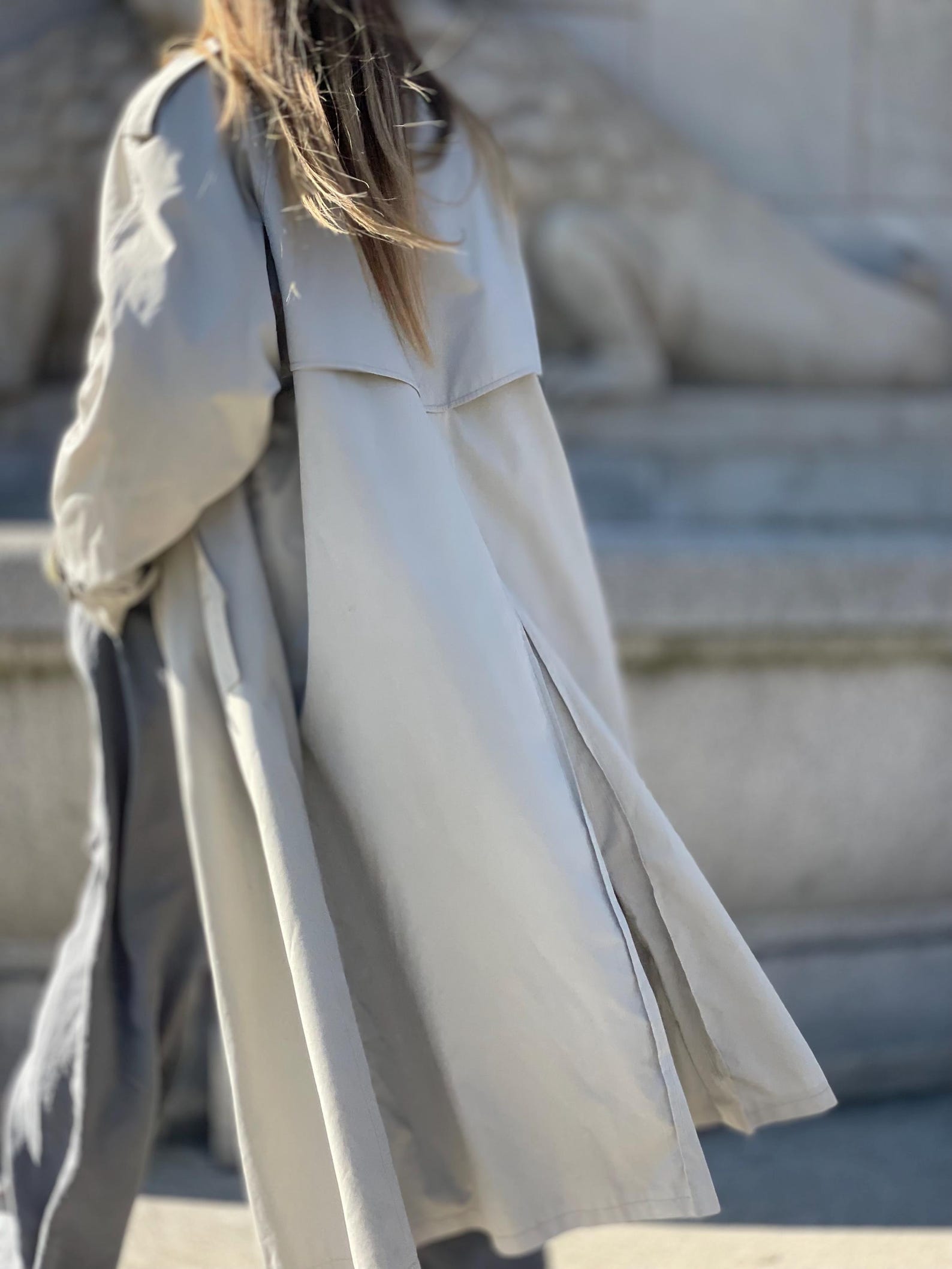 Unique Light Grey Cold Beige Trench Coat Parka Vintage Jacket Overcoat ...