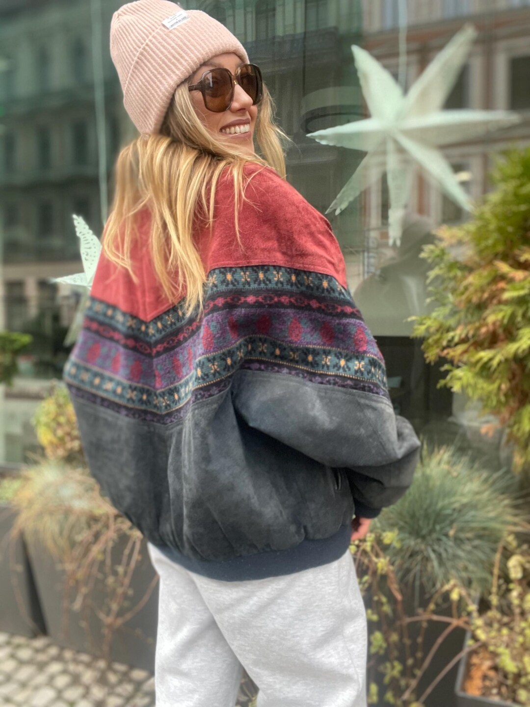 Vintage Oldschool Aztec Jacket Bomber Suede Unique Sherpa Genuine ...