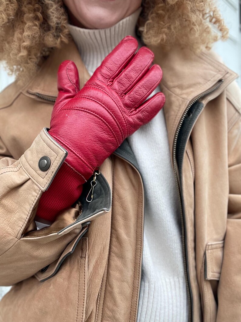 Grandoe Big Red Natural Real Genuine Leather Natural Woman Gloves ...