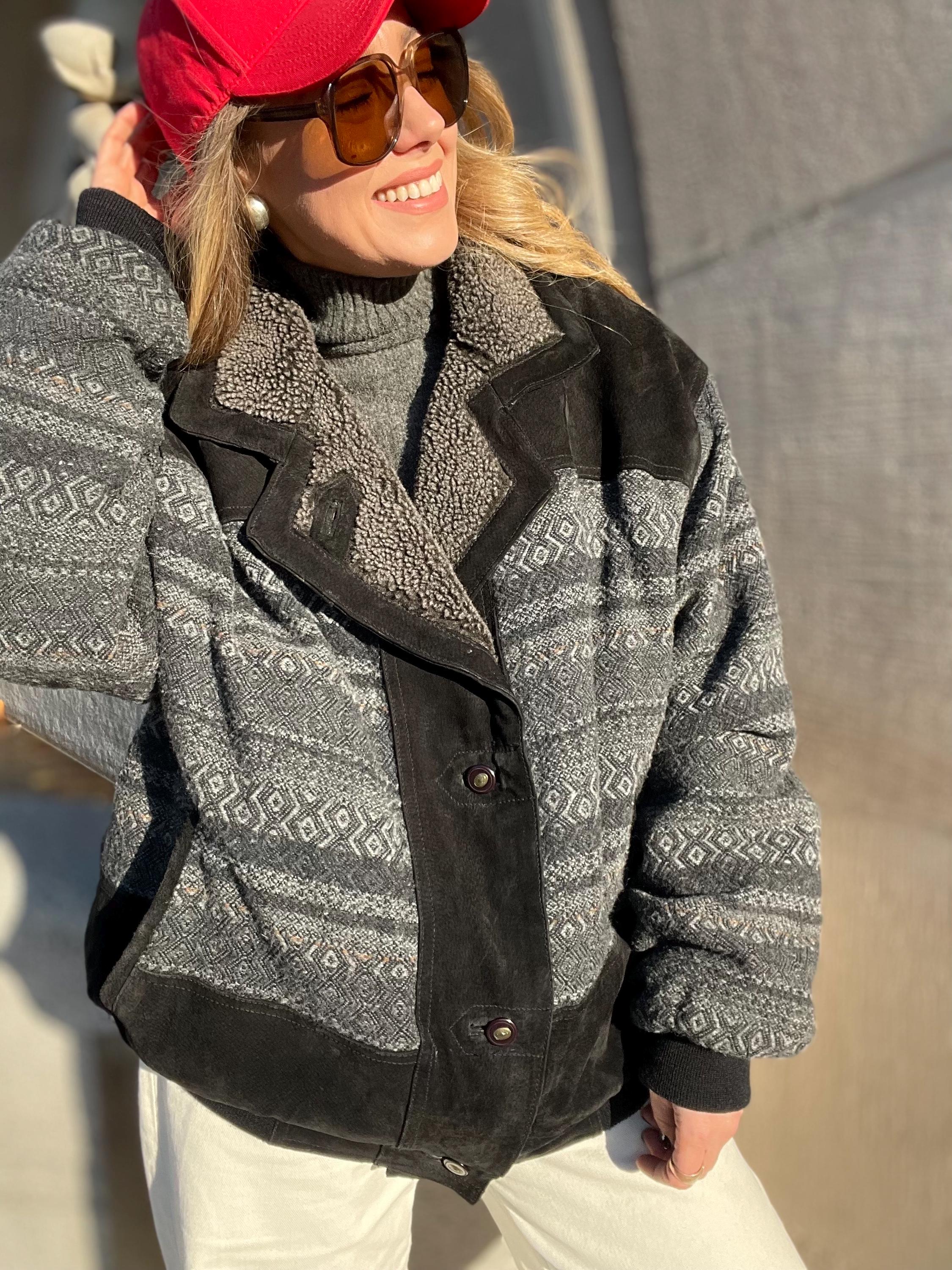 Vintage Oldschool Aztec Jacket Bomber Suede Unique Sherpa Genuine ...