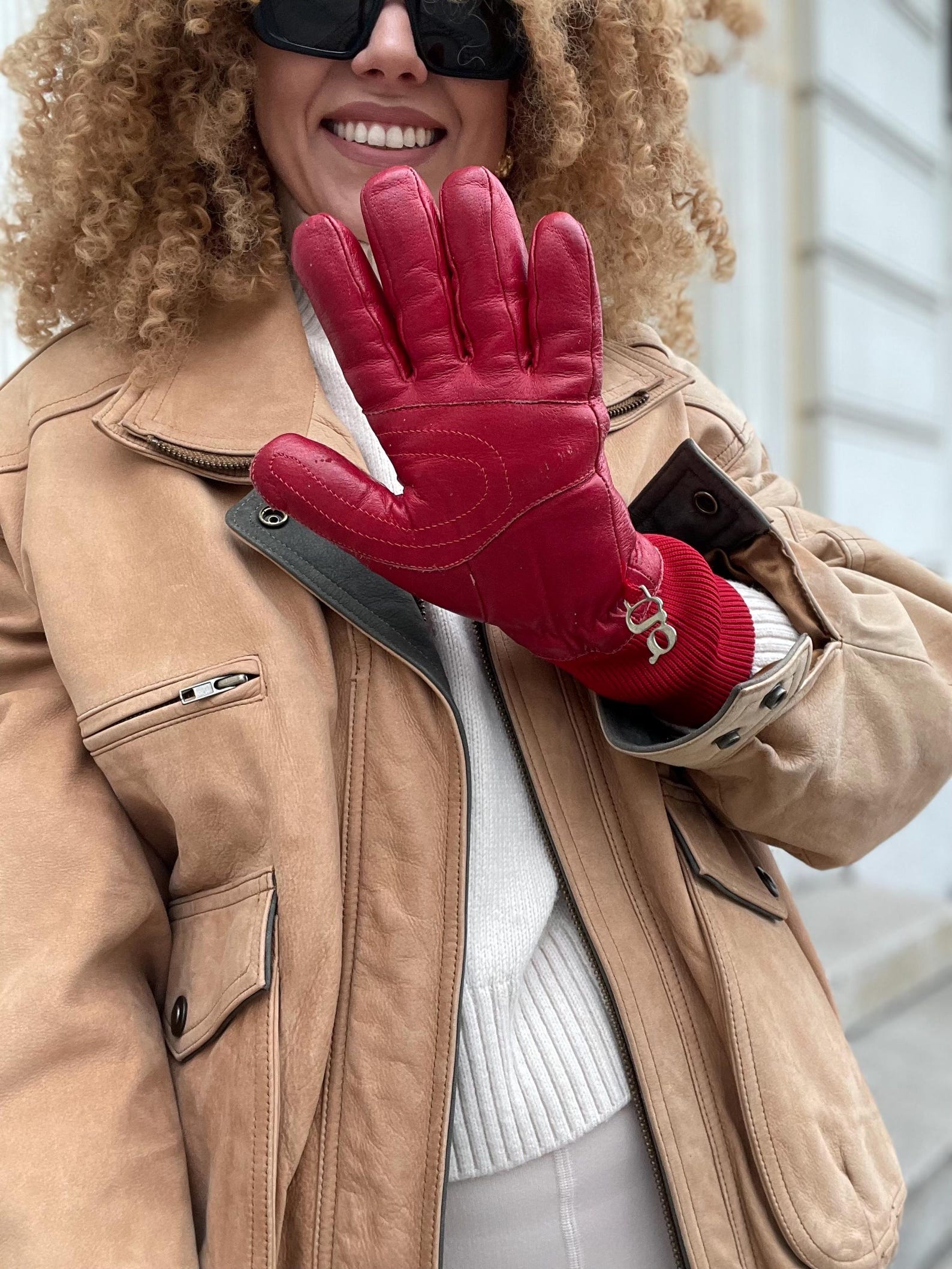 Grandoe Big Red Natural Real Genuine Leather Natural Woman Gloves ...