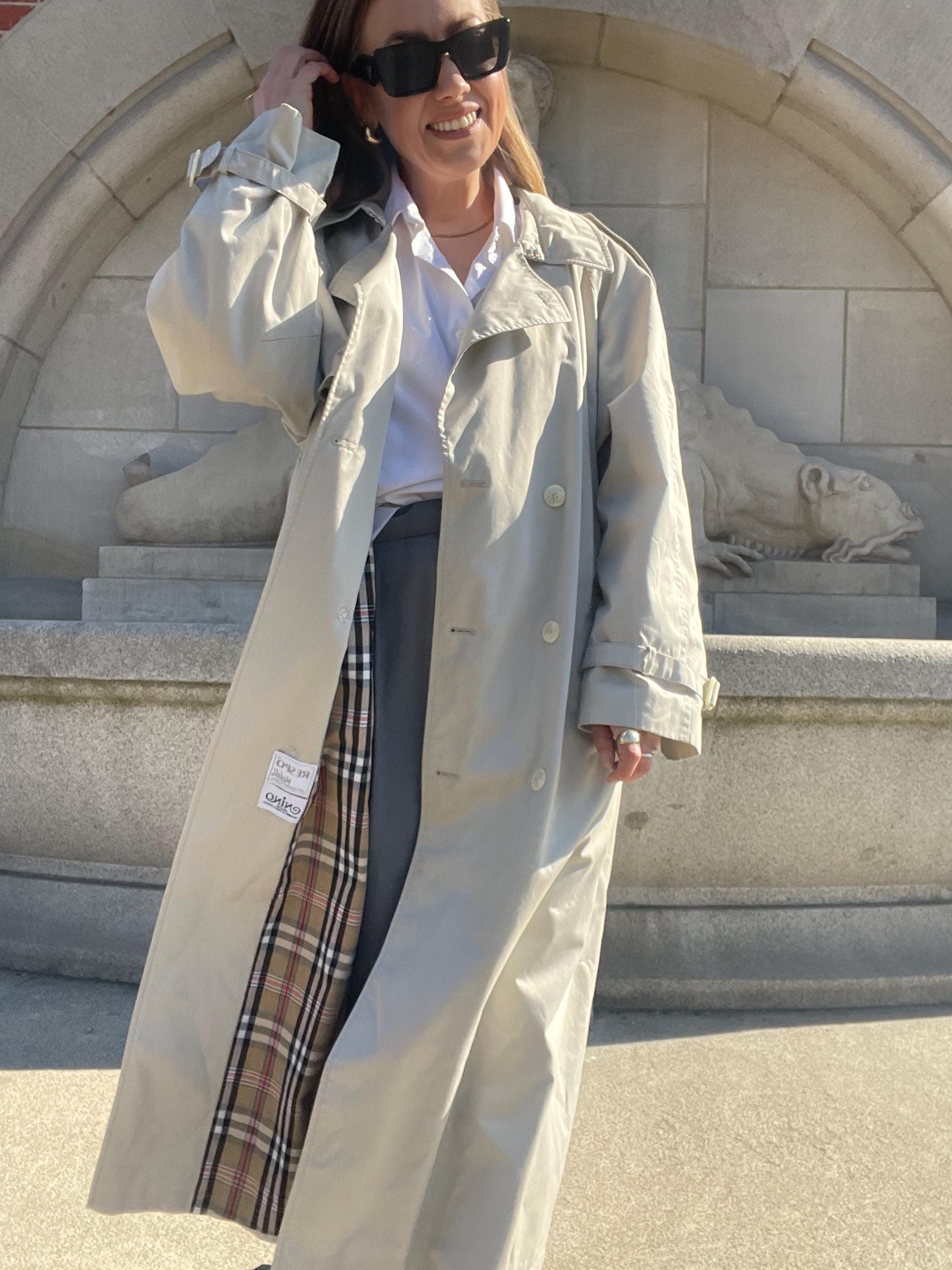 Unique Light Grey Cold Beige Trench Coat Parka Vintage Jacket Overcoat ...