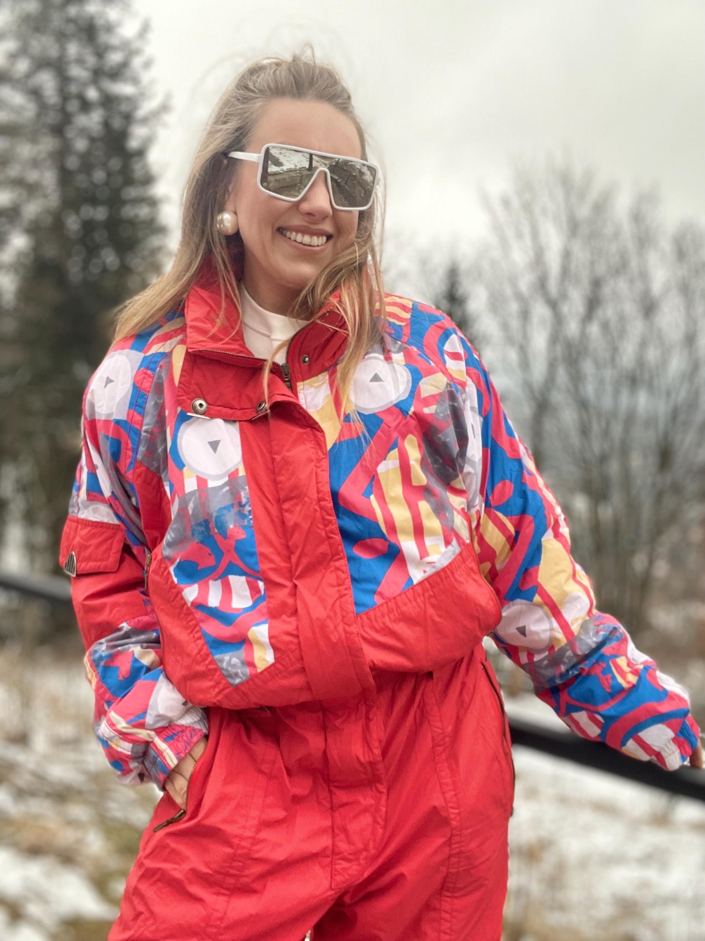 Vintage Red 80s 90s Winter Ski Jumpsuit Colorful Oversized Suit ...