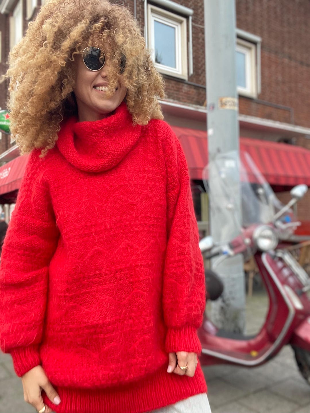 Unique Wool Mohair Red Vintage Sweater Pulower Jump Long as Dress Retro ...