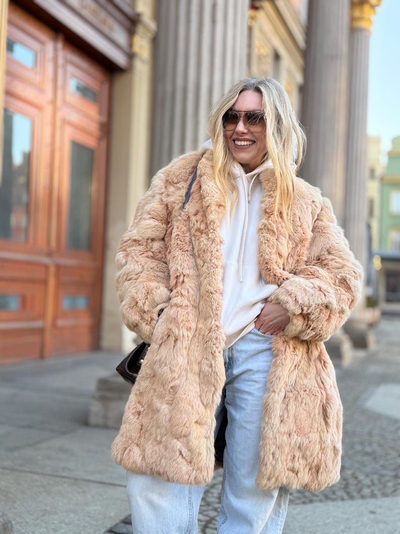Vintage Fur Coat Genuine Fur Jacket Natural Womans Fluffy Furs Warm ...