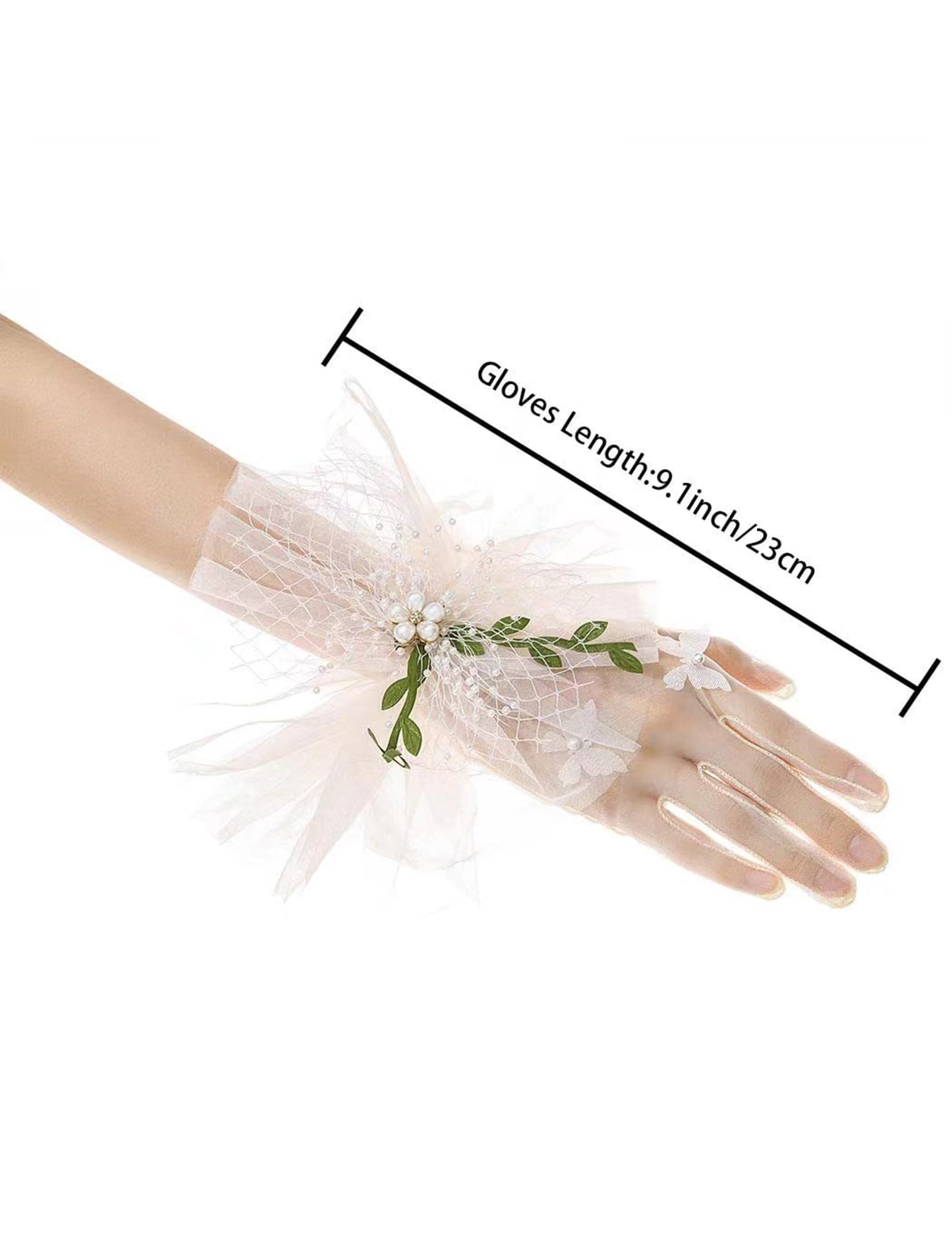 Women Sheer Tulle Gloves Ultra Thin Gloves Wrist Home Bridal Wedding ...
