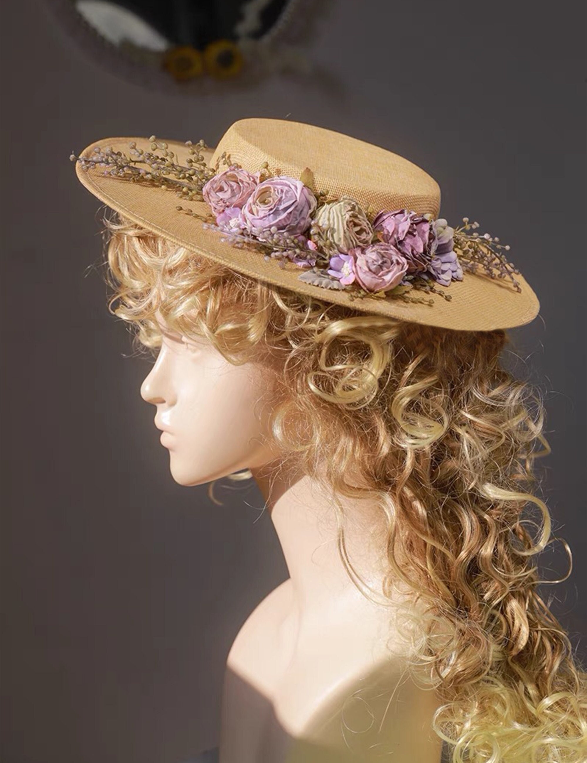 Straw Sun Hat Flower Wide Brim Straw Floppy Hand Woven Summer - Etsy