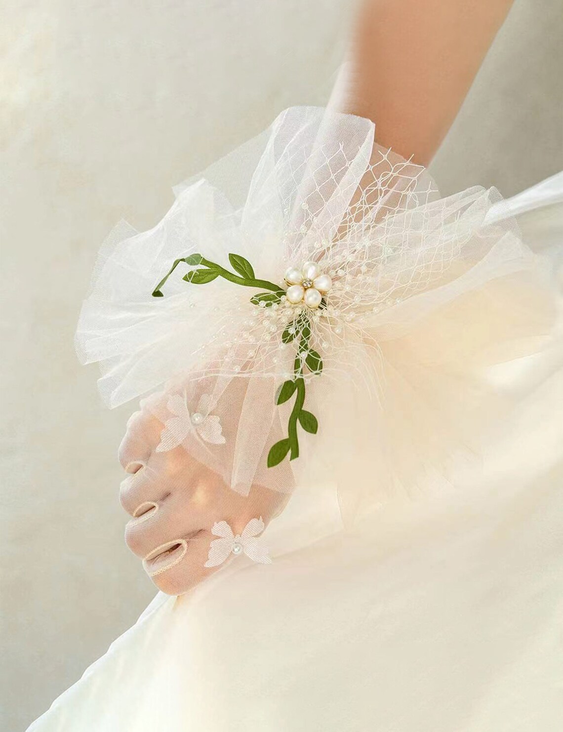 Women Sheer Tulle Gloves Ultra Thin Gloves Wrist Home Bridal Wedding ...