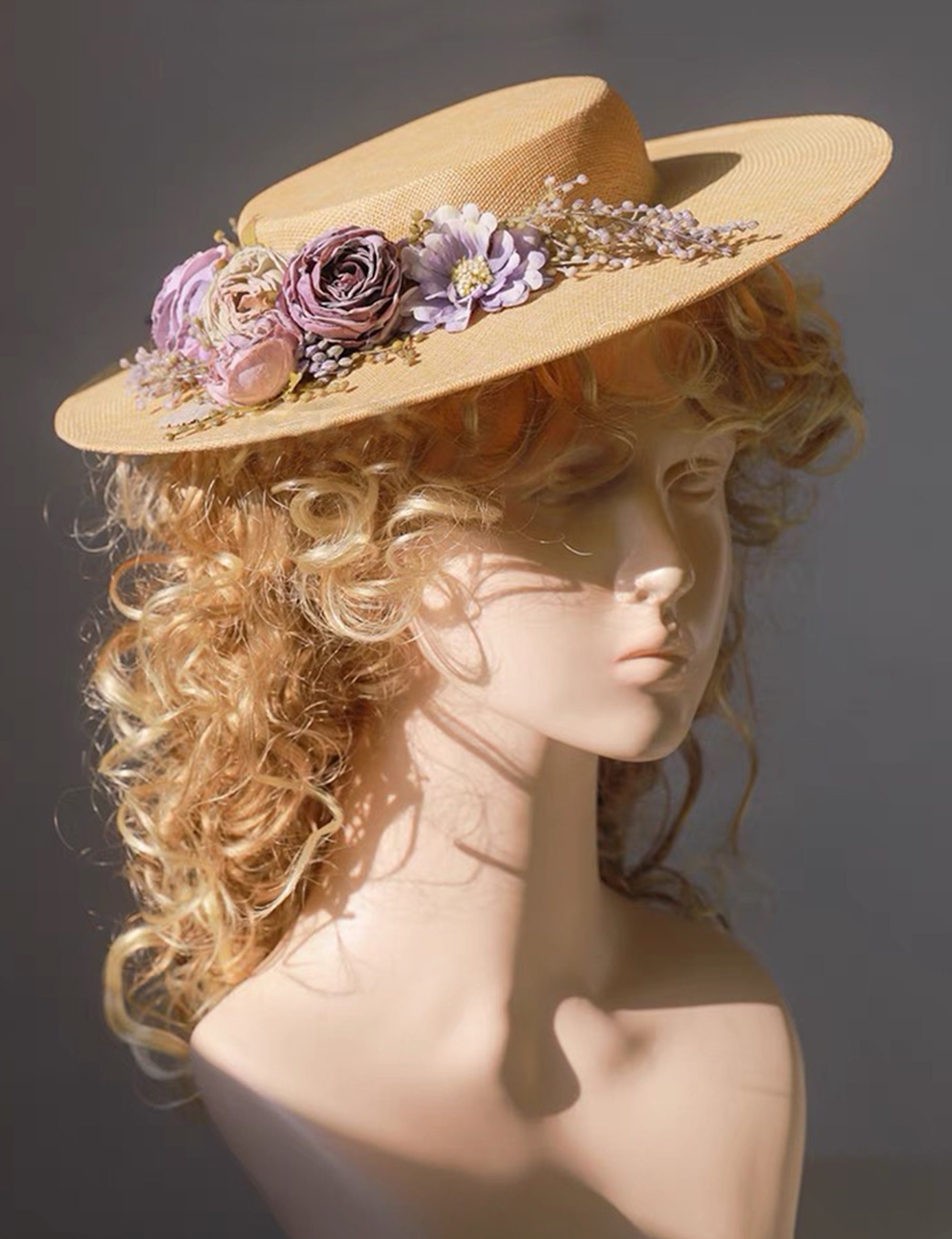 Straw Sun Hat Flower Wide Brim Straw Floppy Hand Woven Summer - Etsy