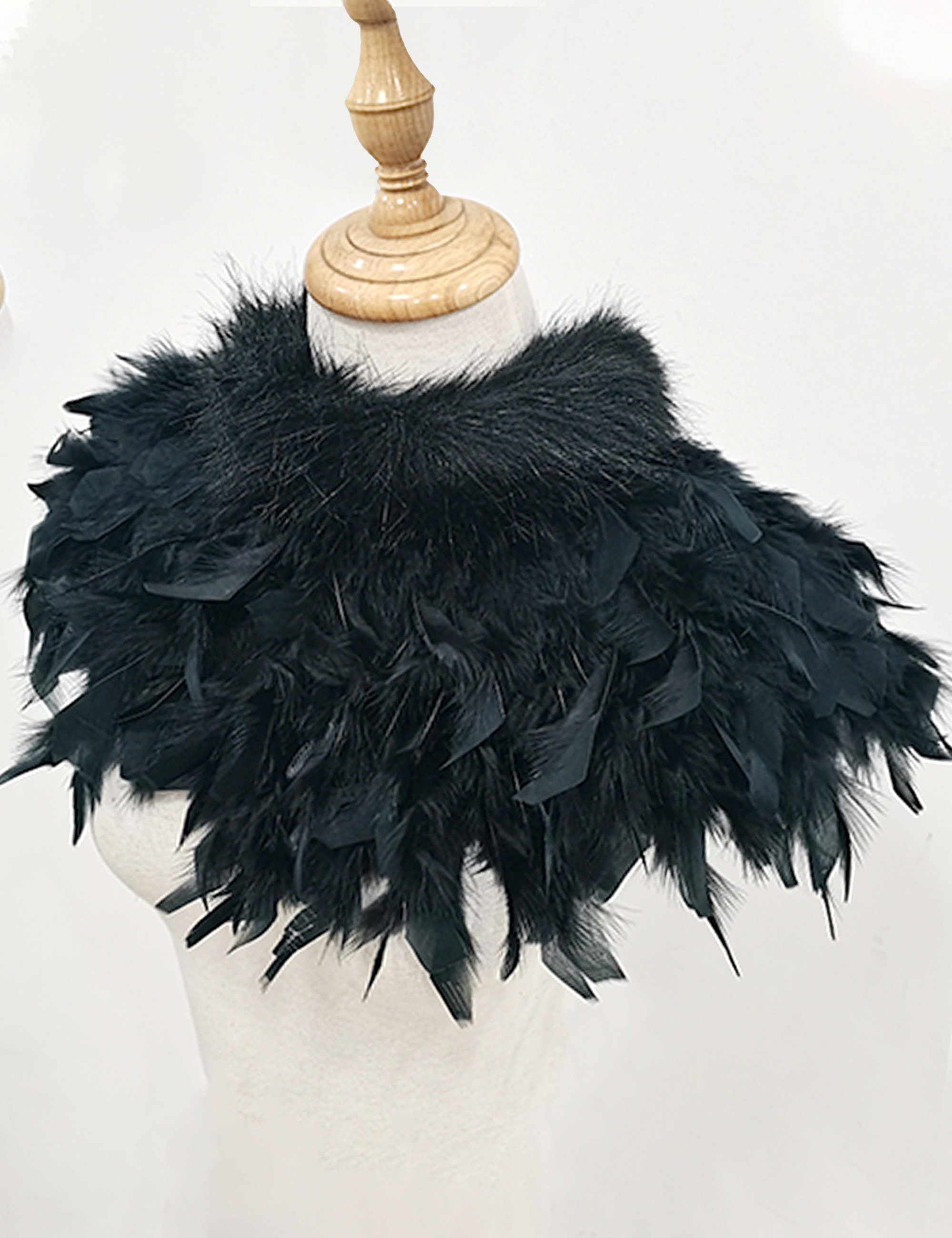 Gothic Black Feather Cape Shawl Wrap Capelet With High Collar - Etsy