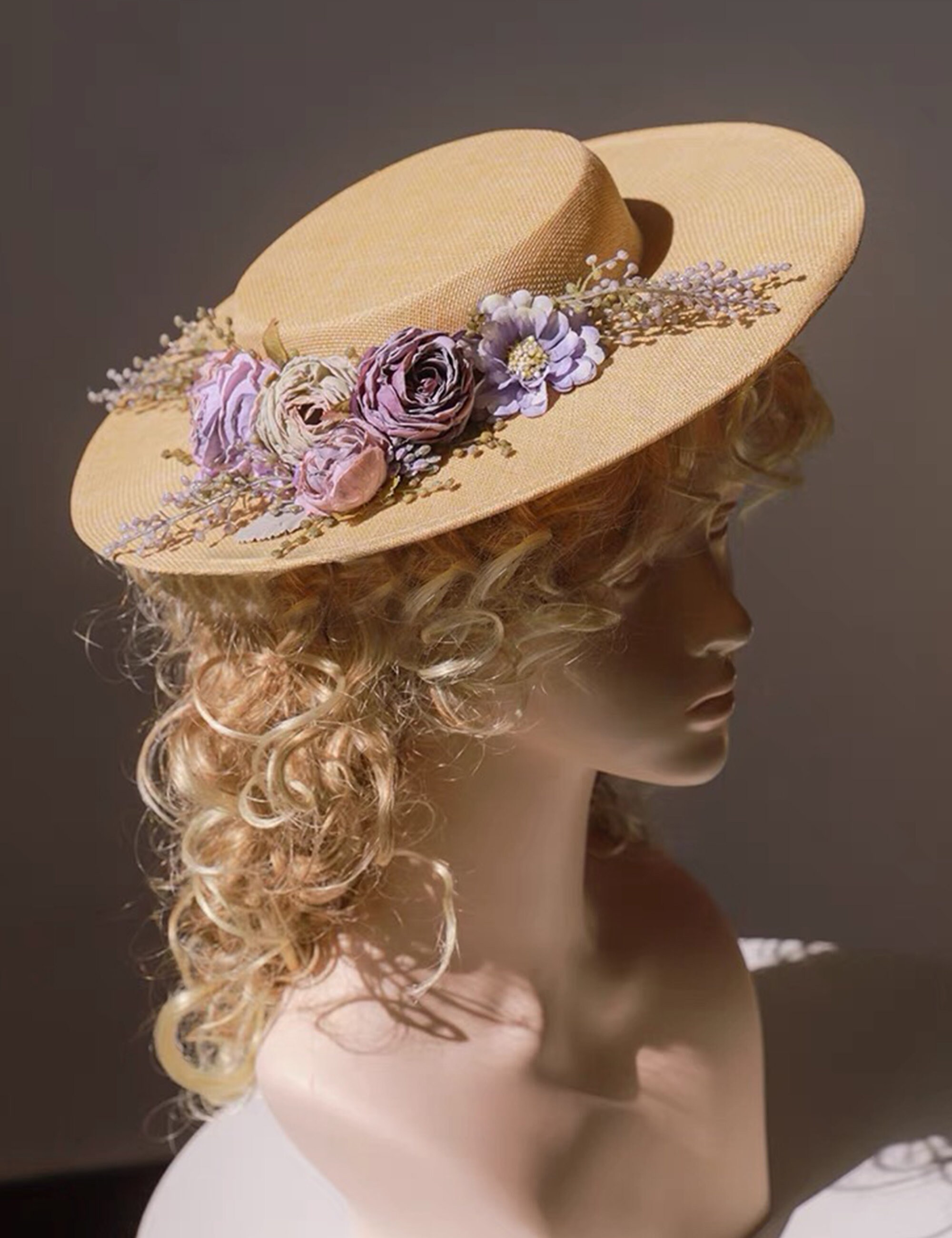 Straw Sun Hat Flower Wide Brim Straw Floppy Hand Woven Summer - Etsy