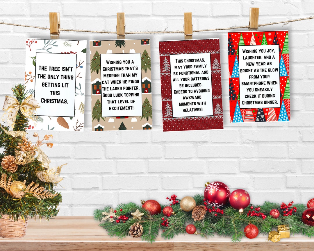 Bundle of 4 Funny Cards, Printable Sarcastic Christmas Cards, Digital ...