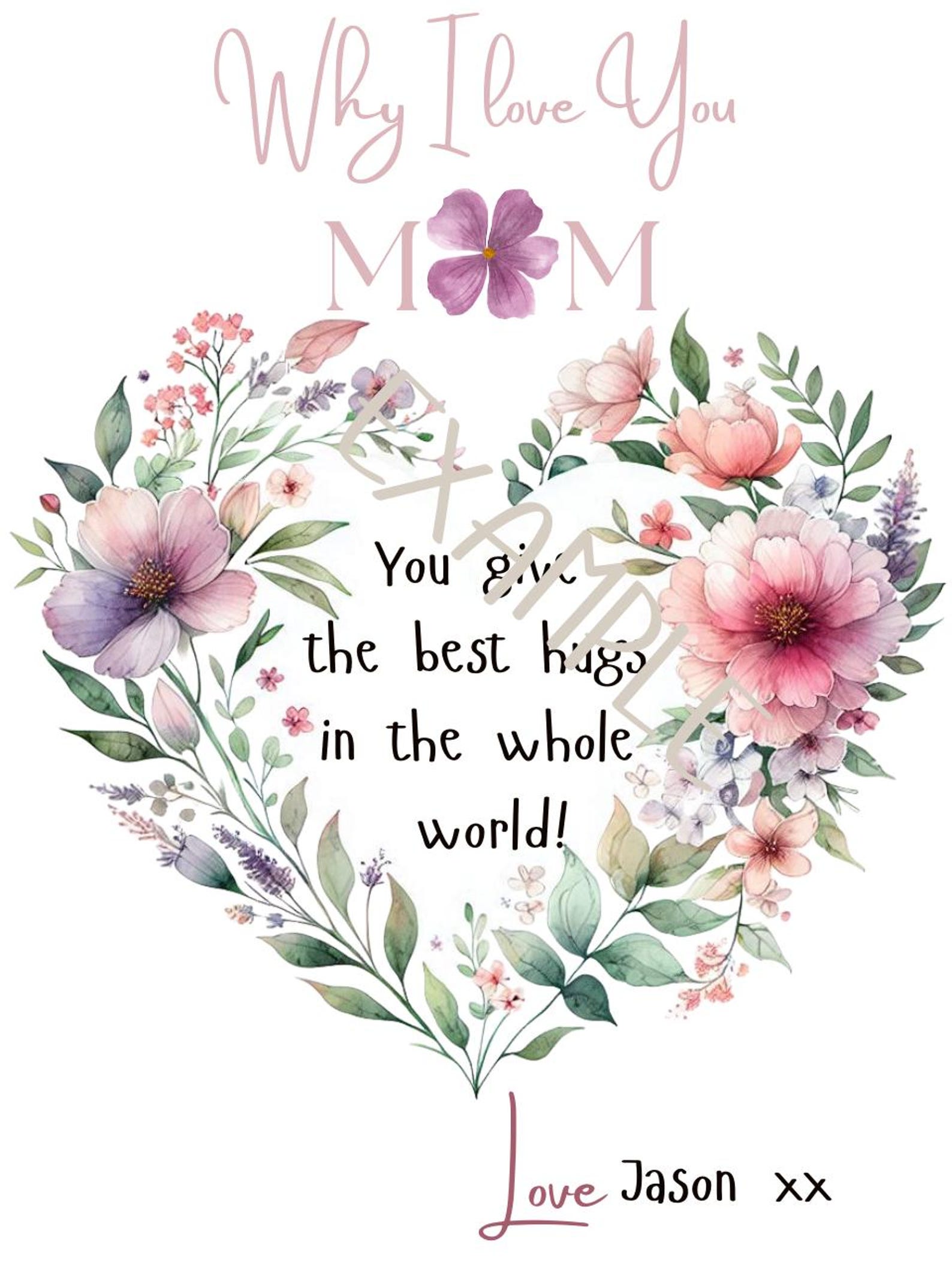 Mother's Day Printable: Floral Heart Keepsake (digital Download) - Etsy