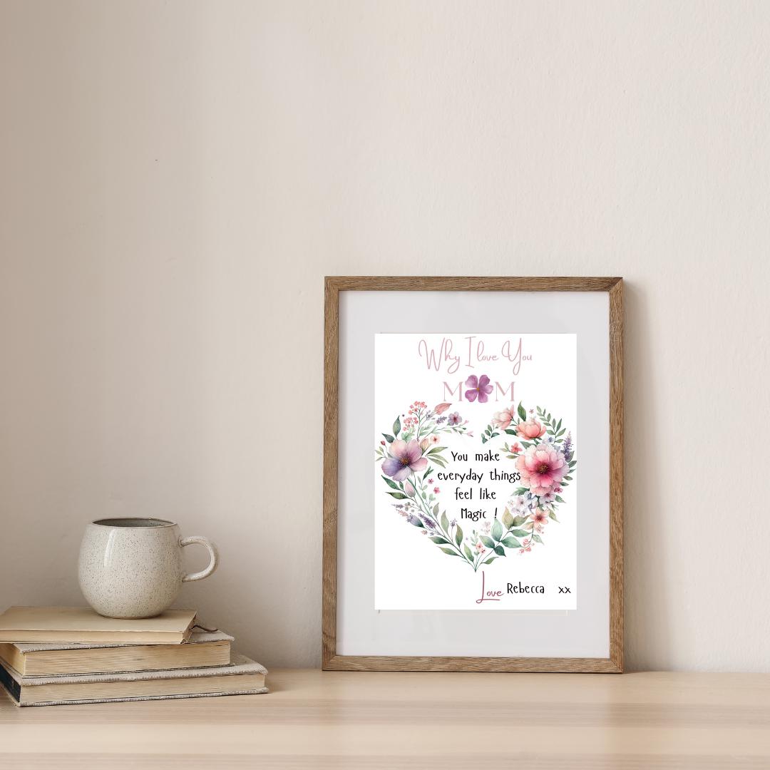 Mother's Day Printable: Floral Heart Keepsake (digital Download) - Etsy