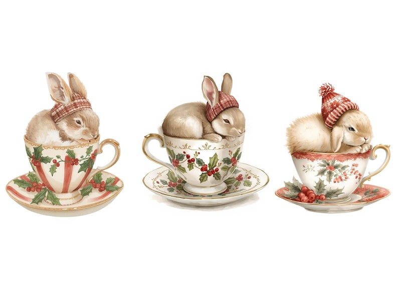 Christmas Bunny Clipart Set – 59 Cozy Winter Bunny Illustrations ...