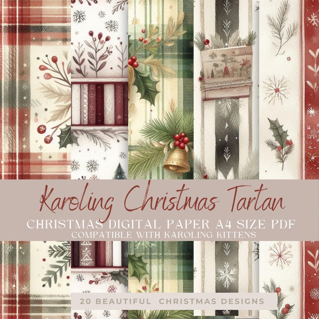 Christmas Tartan Digital Paper Pack | Red, G20-page Green & Vintage ...