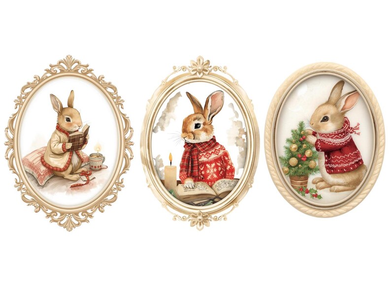 Christmas Bunny Clipart Set – 59 Cozy Winter Bunny Illustrations ...