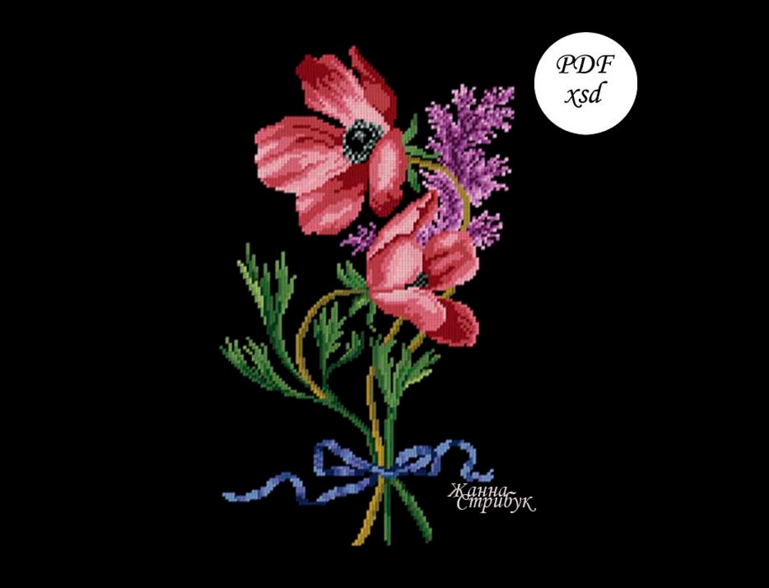 Anemone Cross Stitch Pattern - Etsy UK