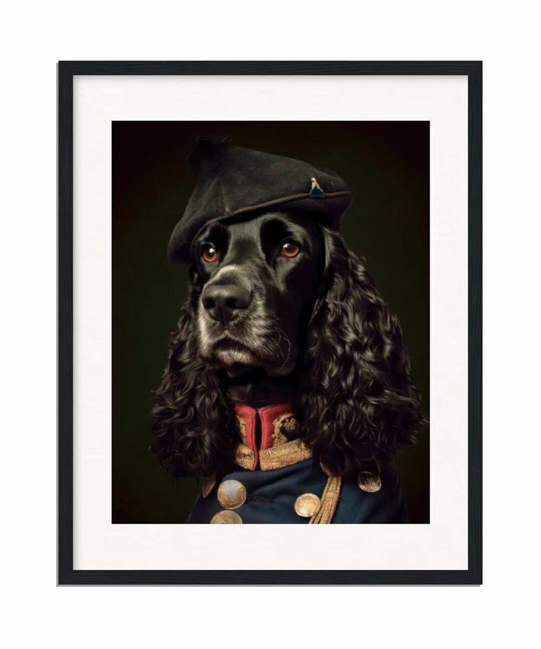 Black Cocker Spaniel in Classic Spanish Soldier Outfit Print - Etsy
