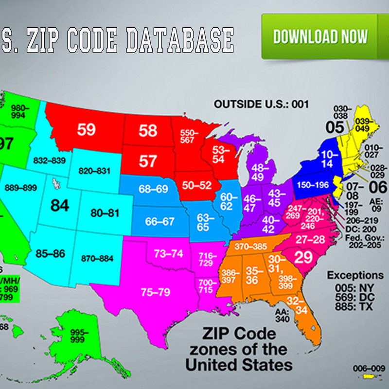 Zip Code Map of Usa - Etsy