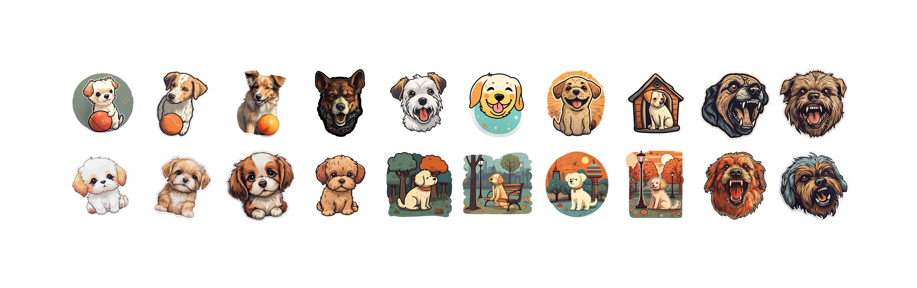 DOG Stickers, 50 Stickers, for Download, Die Cut, Downoadabel Sticker ...