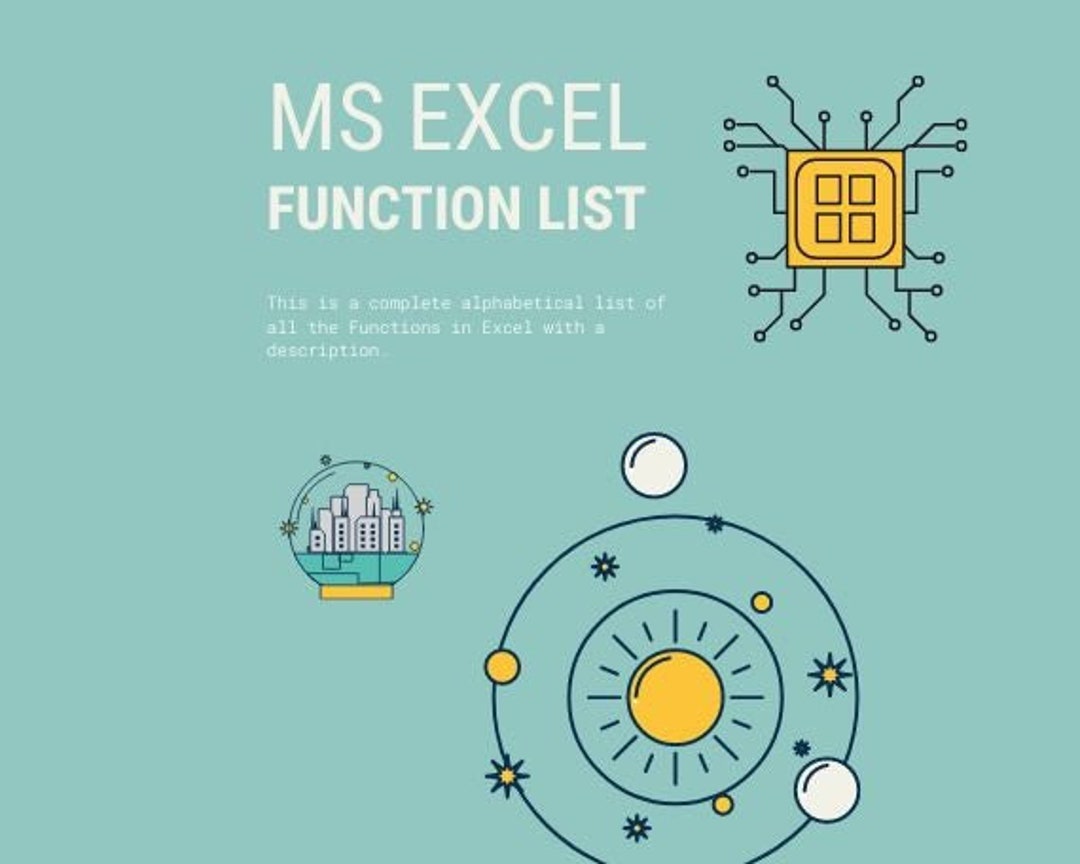 Microsoft Excel Functions Printable Excel Sheet Etsy