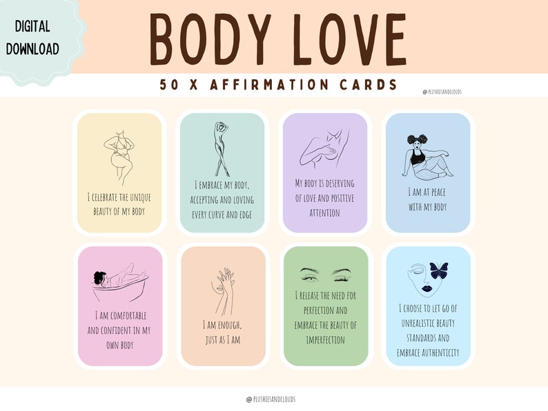 Body Positive Affirmation Cards | Body Acceptance Affirmations | Body ...