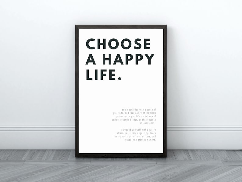 Choose a Happy Life Print | Quote Print | Home Decor | Self Care Wall ...