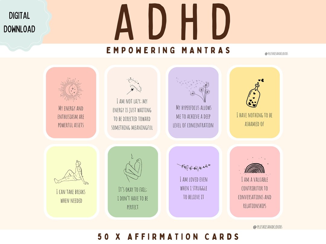 ADHD Affirmation Cards Printable Daily Mindfulness and Self-care for ...