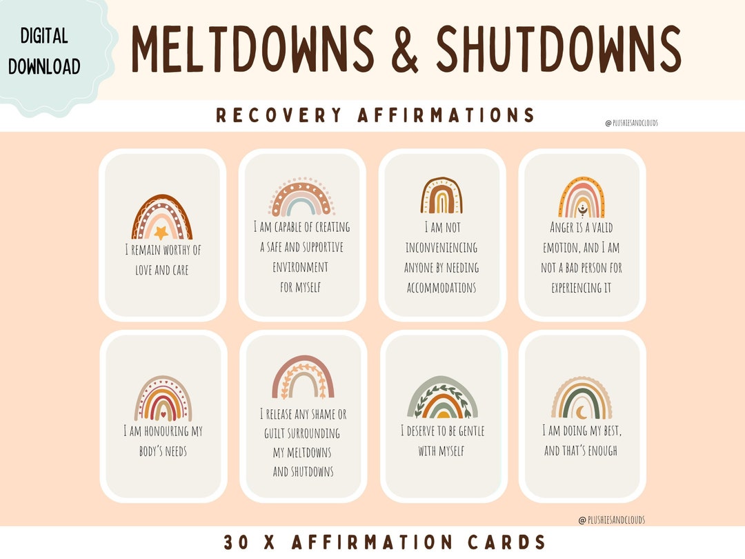 Autistic Meltdown Affirmation Cards Emotional Regulation & Coping ...