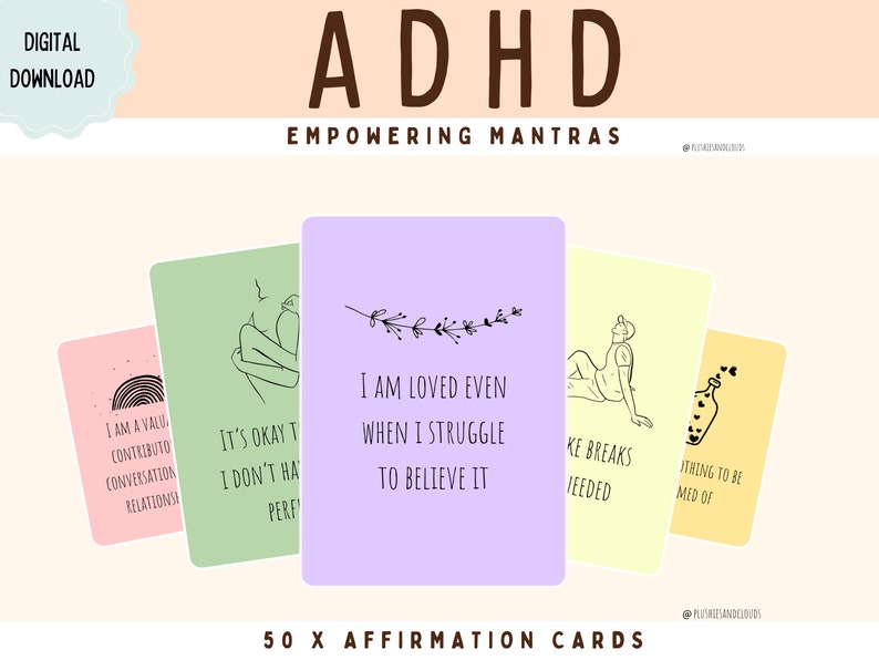 ADHD Affirmation Cards Printable Daily Mindfulness and Self-care for ...