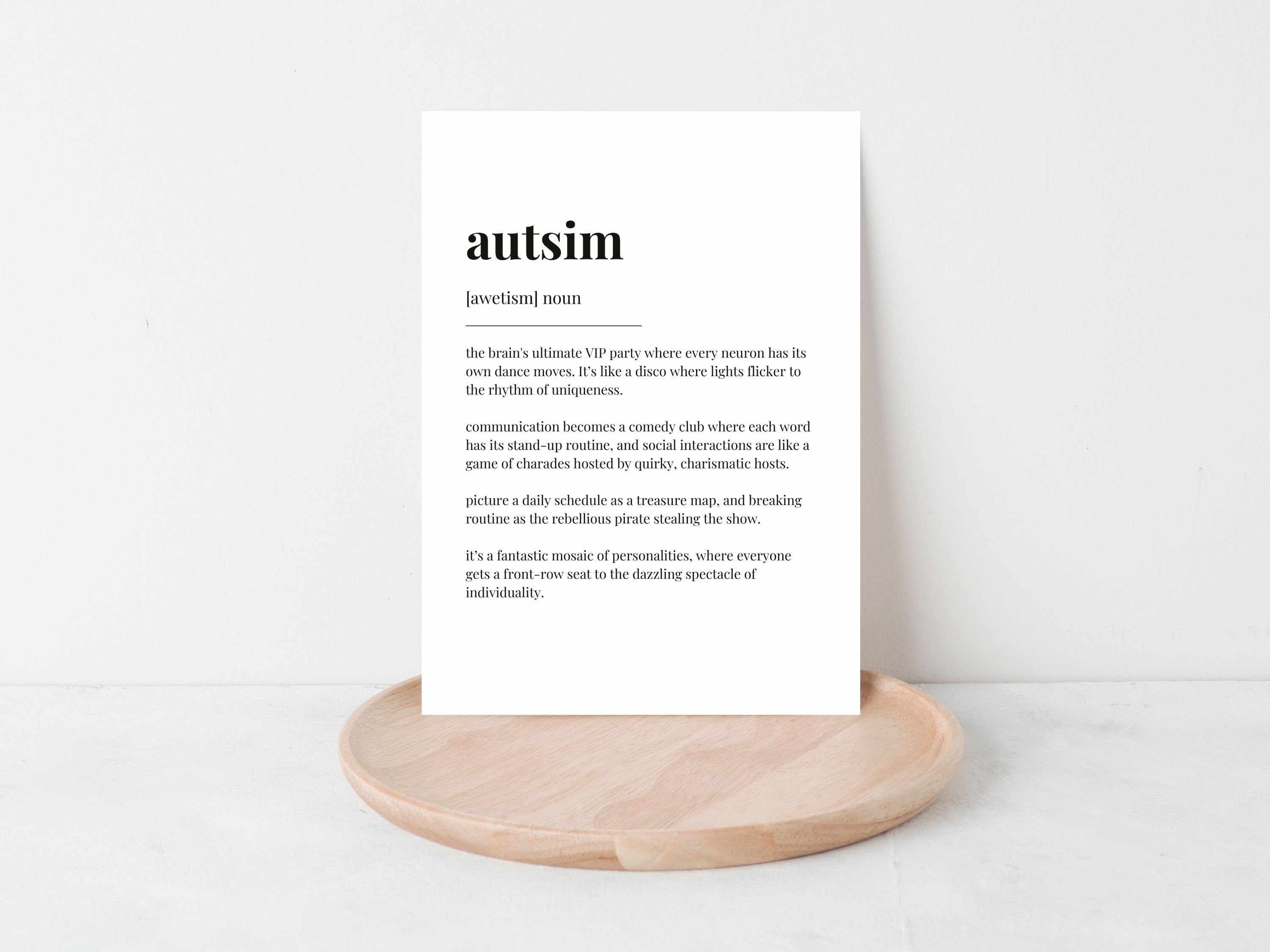 Autism Definition Print | Creative Autism Poster | Autism Acceptance ...