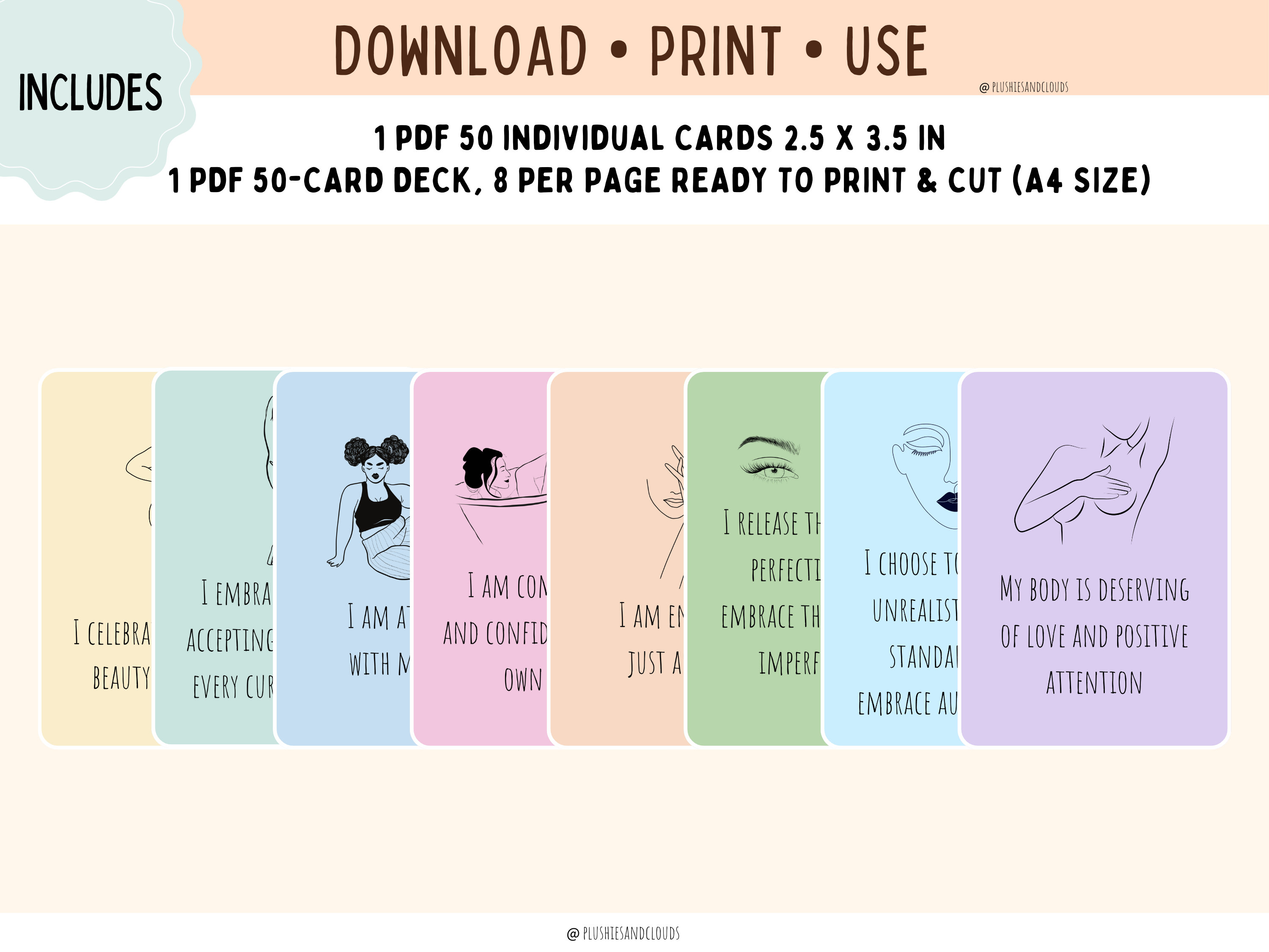 Body Positive Affirmation Cards | Body Acceptance Affirmations | Body ...