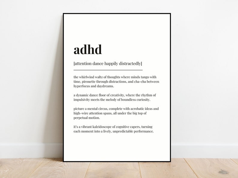 ADHD Definition Print | Creative Adhd Poster | Adhd Acceptance ...