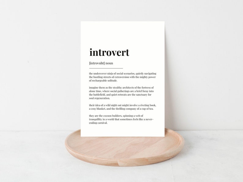 Introvert Definition Print | Gift for Introverts - Etsy