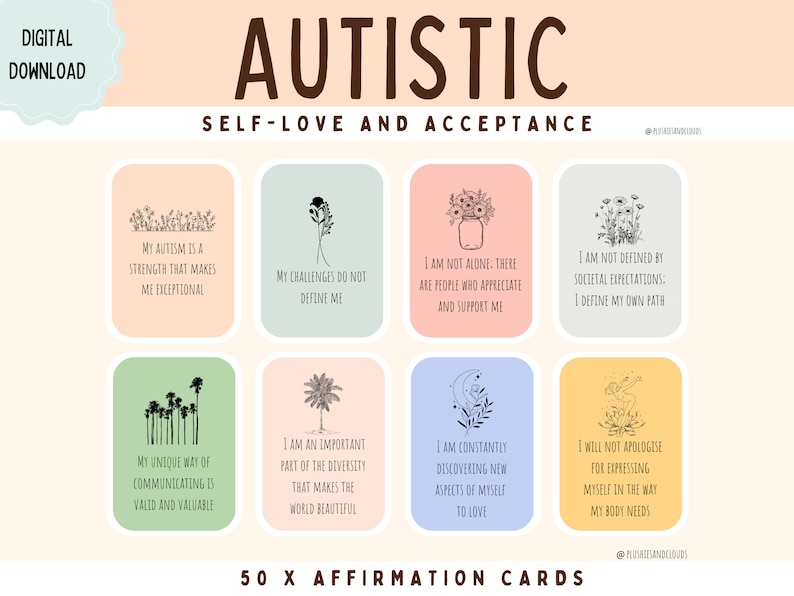 Autism Affirmation Cards Mindfulness and Self-care Cards Daily ...