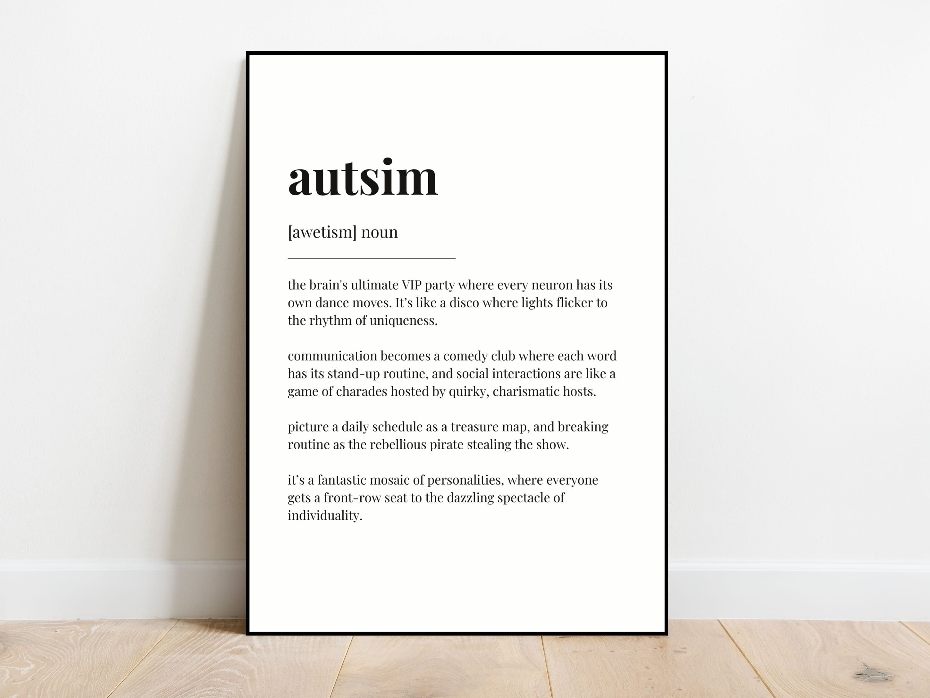 Autism Definition Print | Creative Autism Poster | Autism Acceptance ...