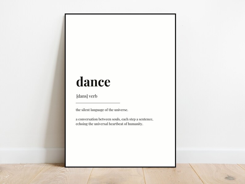 Dance Definition Print, Dance Wall Art, Dance School Art, Dancing Print ...