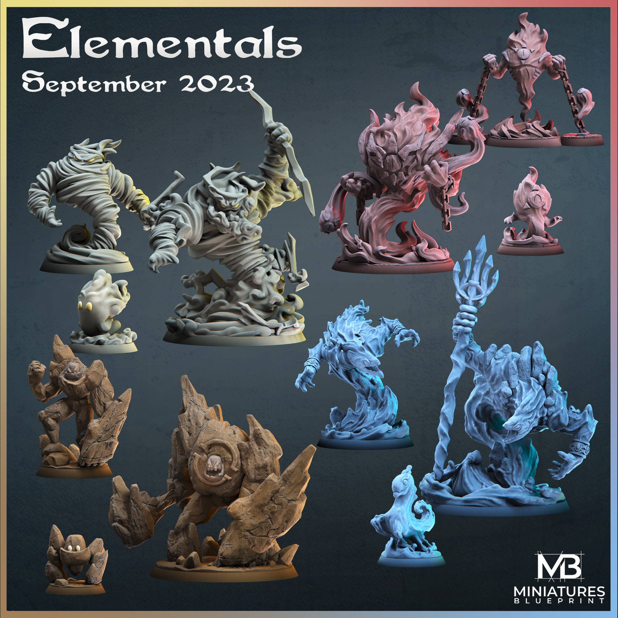 Elementals STL Epic PACK - Air, Fire, Water, Earth - Etsy