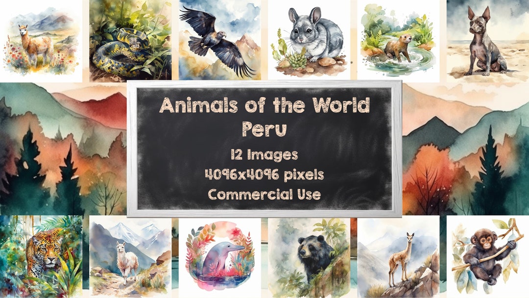 Animals of Peru Wildlife Art Prints - Instant Download | Watercolors ...